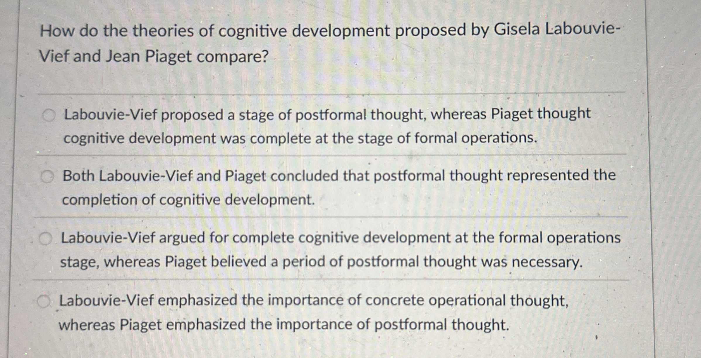 Solved How do the theories of cognitive development proposed | Chegg.com