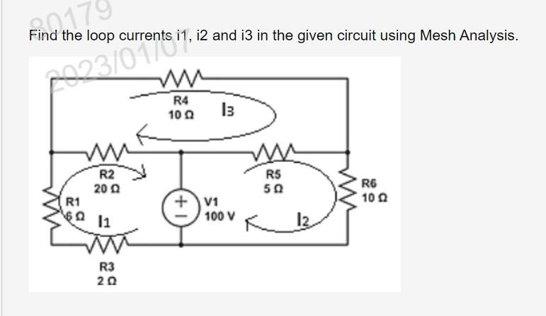 Solved Find the loop currents i1,i2 and i3 in the given | Chegg.com