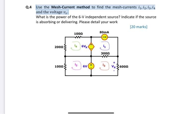 Solved 4 Use the Mesh-Current method to find the | Chegg.com