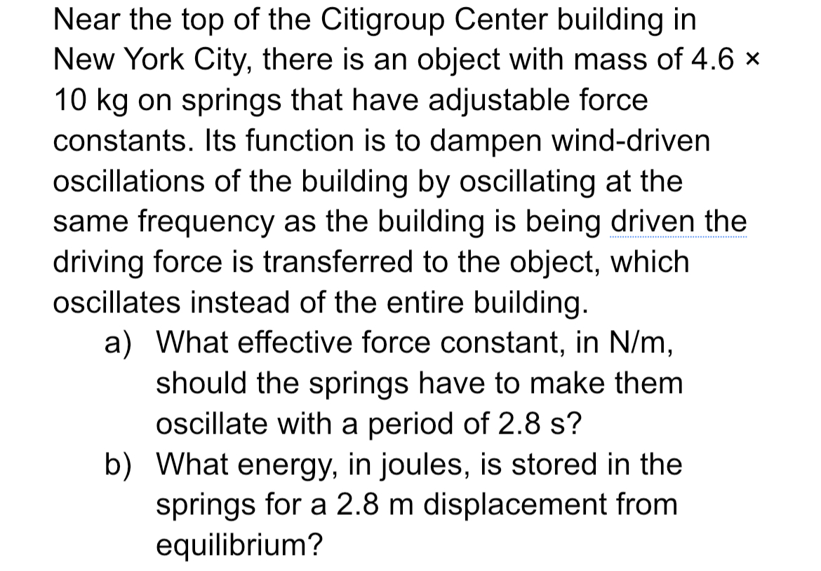 Solved Near the top of the Citigroup Center building in New | Chegg.com