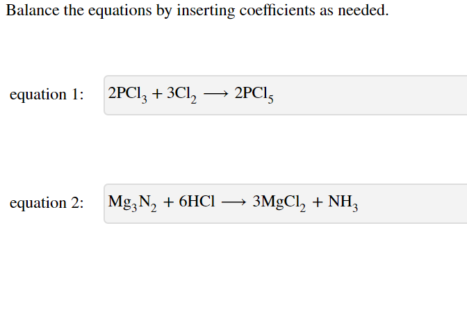Solved Balance the equations by inserting coefficients as | Chegg.com