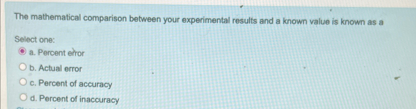 Solved The mathematical comparison between your experimental | Chegg.com
