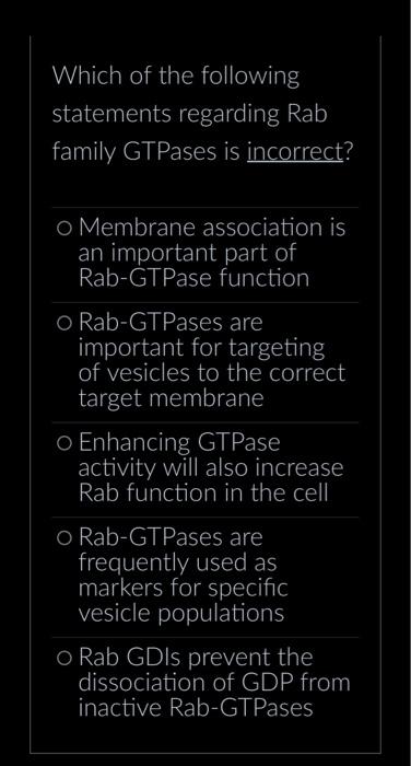 Solved Which of the following statements regarding Rab | Chegg.com