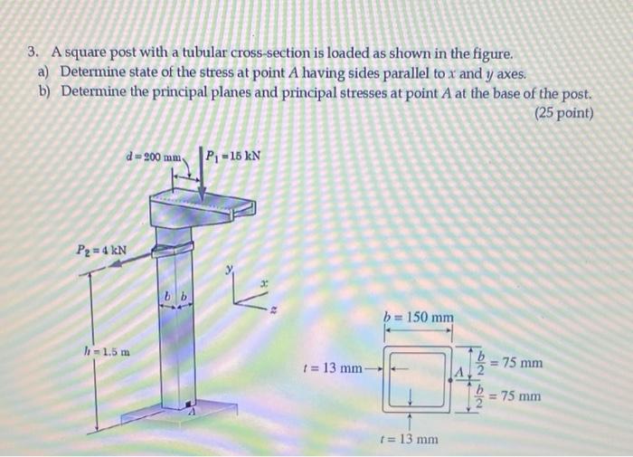 Solved 3. A square post with a tubular cross-section is | Chegg.com