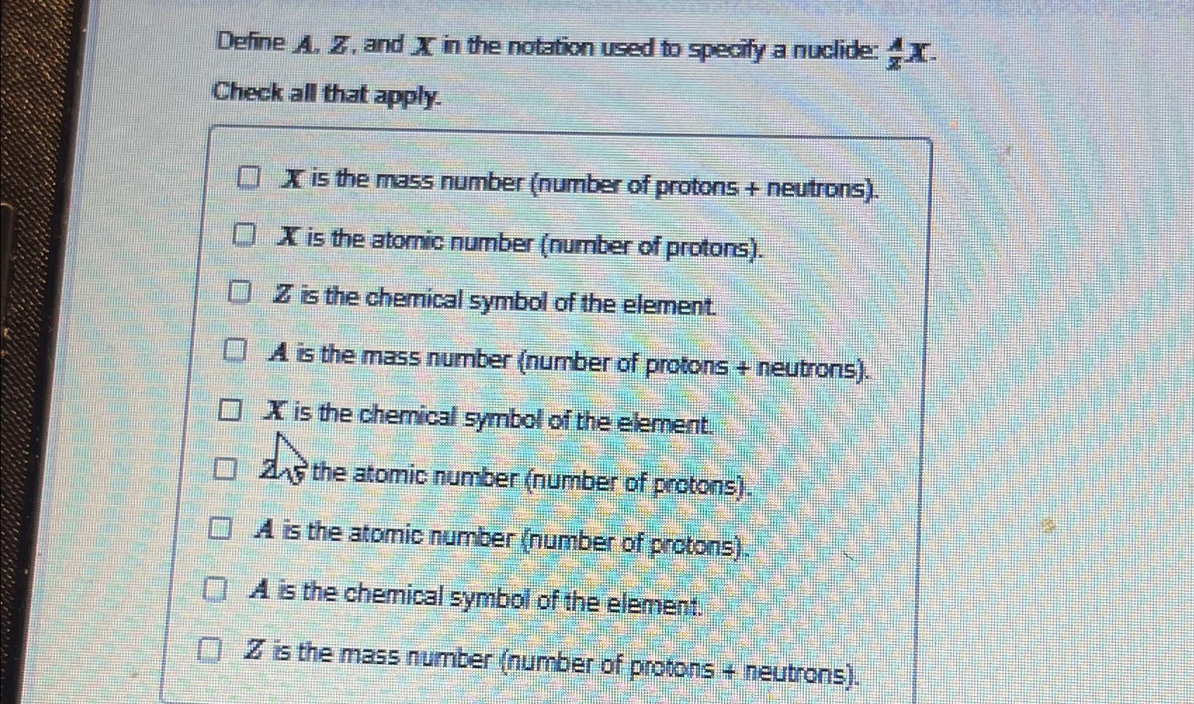 Solved Define A,Z, and x in the notation used to specily a | Chegg.com
