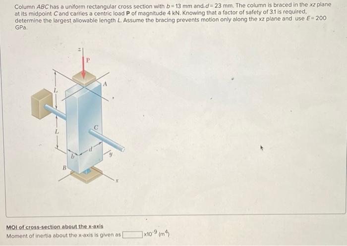 Solved Column ABC has a uniform rectangular cross section | Chegg.com