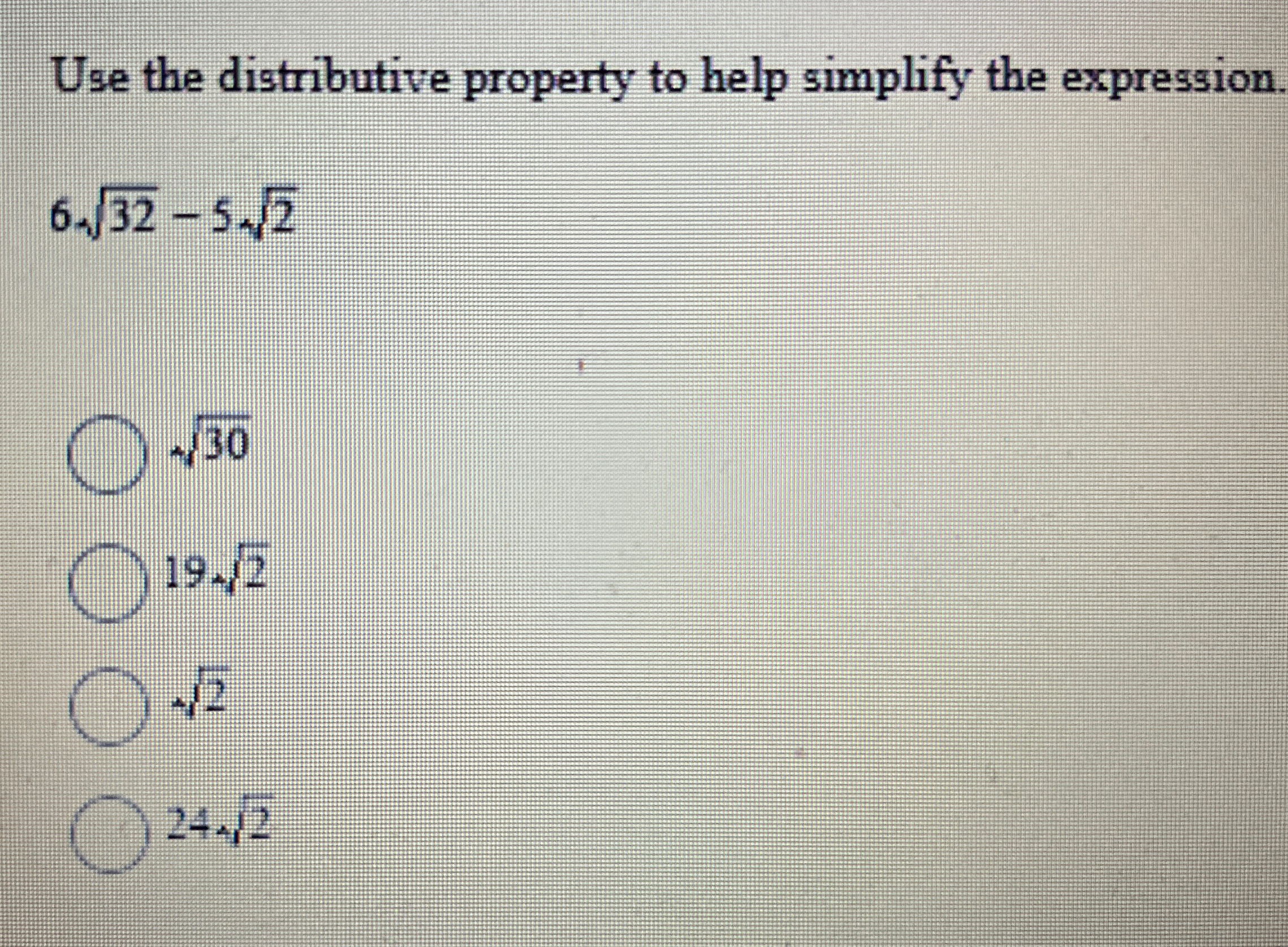 Solved Use the distributive property to help simplify the | Chegg.com