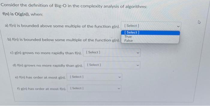 Solved onsider the definition of Big-O in the complexity | Chegg.com