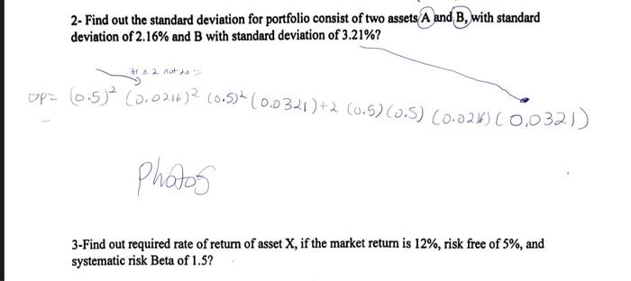 Solved 2. Find out the standard deviation for portfolio | Chegg.com