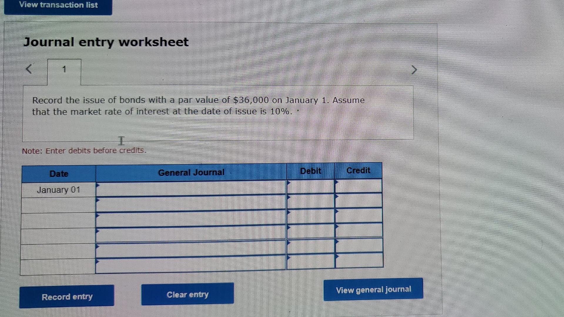 Solved Journal entry worksheet Record the issue of bonds | Chegg.com