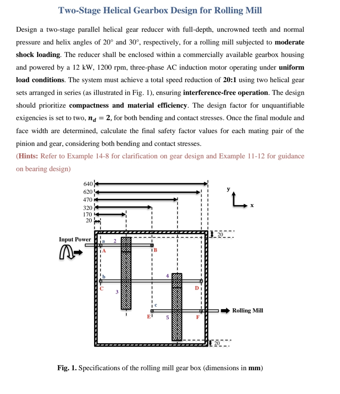 Two-Stage Helical Gearbox Design for Rolling Mill | Chegg.com