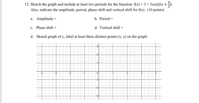 Solved 2. Sketch the graph and include at least two periods | Chegg.com