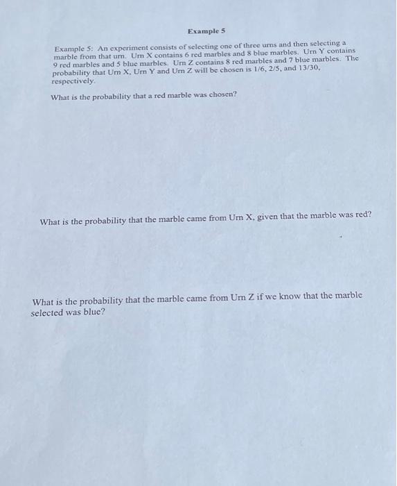 Solved Example 5: An experiment consists of selecting one of | Chegg.com