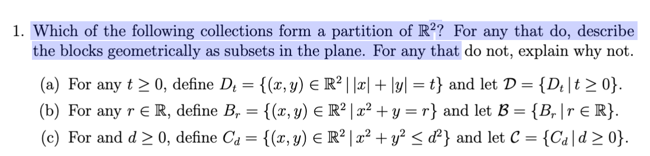 Solved Which of the following collections form a partition | Chegg.com