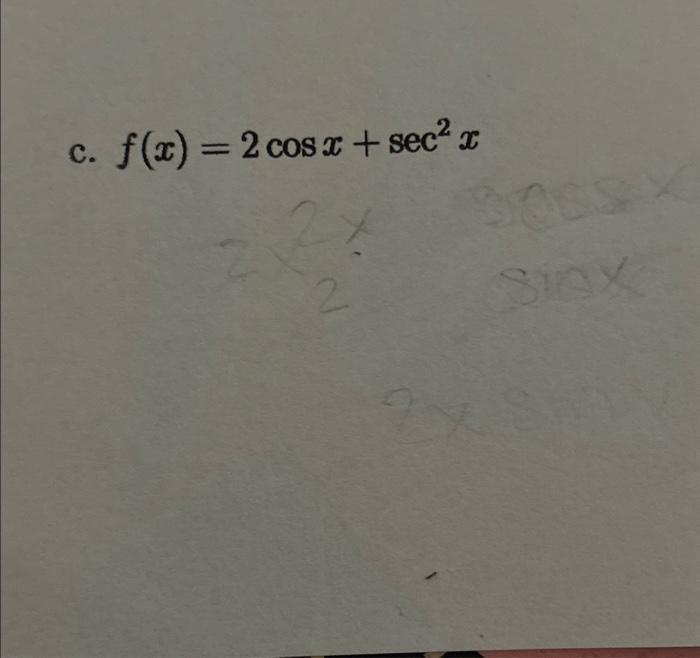 f(x)=2cosx+sec2x | Chegg.com