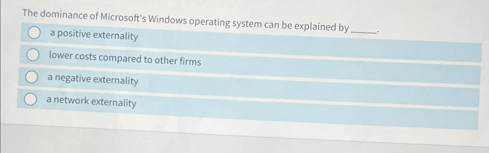Solved The dominance of Microsoft's Windows operating system | Chegg.com