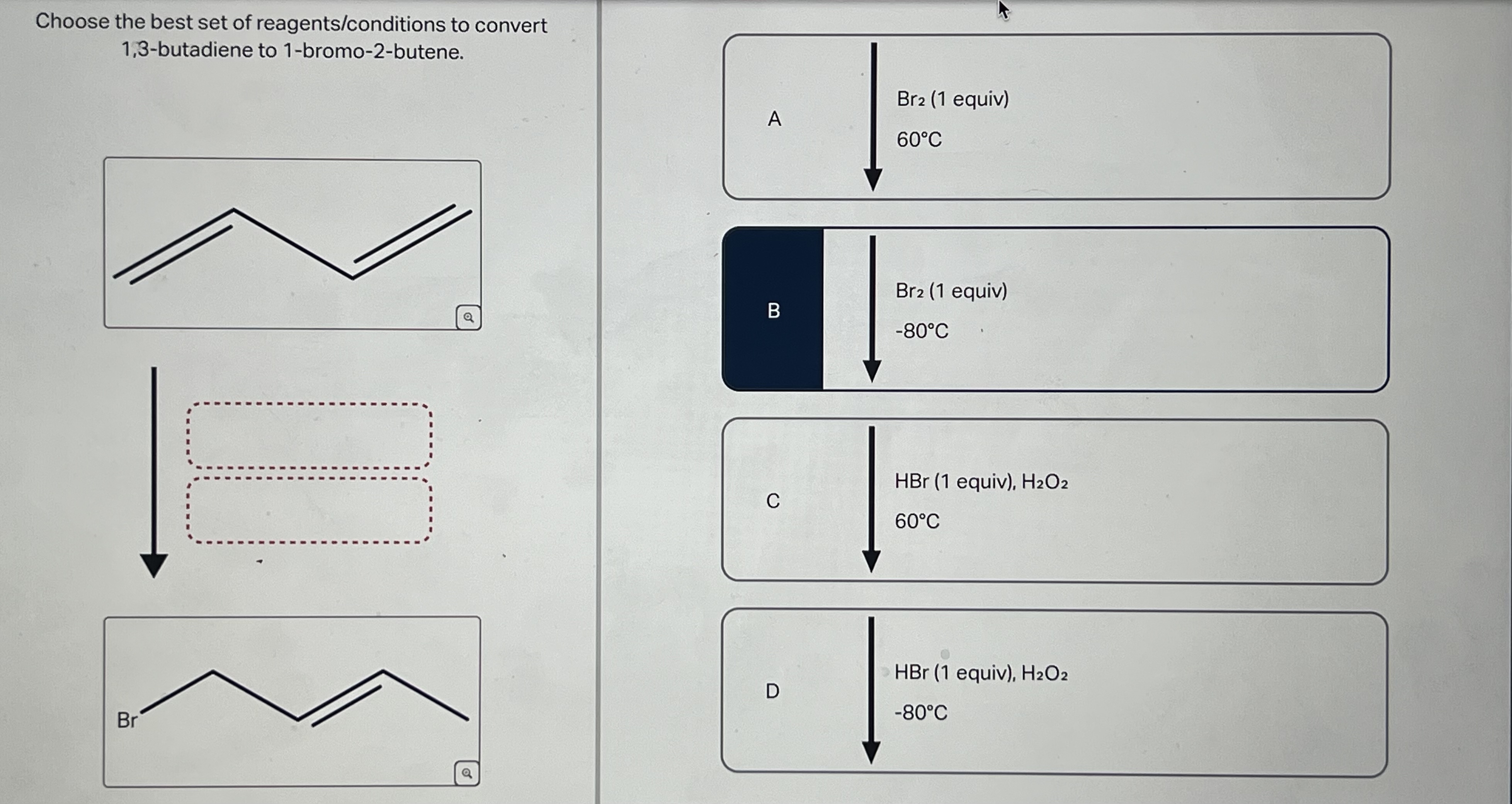Solved choose the best set of reagents/conditions to convert | Chegg.com