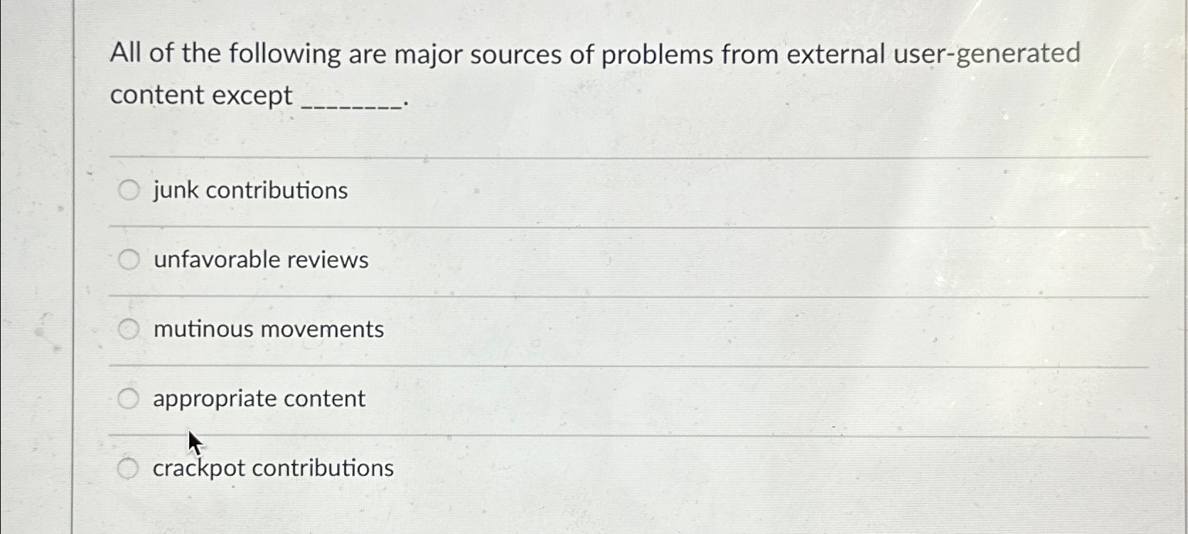 Solved All of the following are major sources of problems | Chegg.com