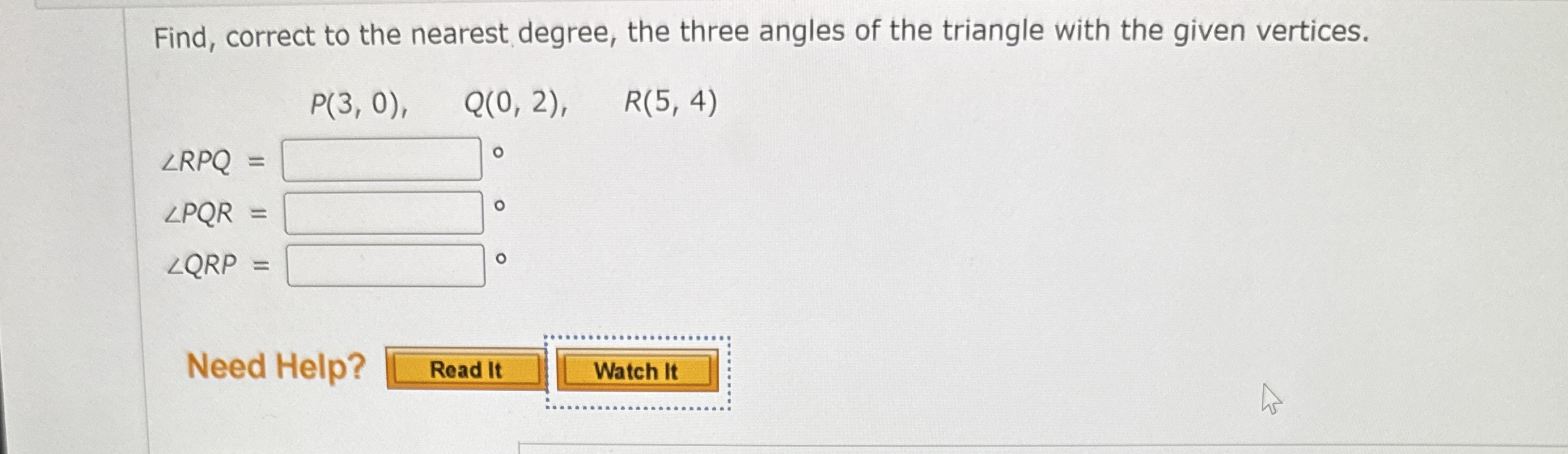 Solved Find, correct to the nearest degree, the three angles | Chegg.com