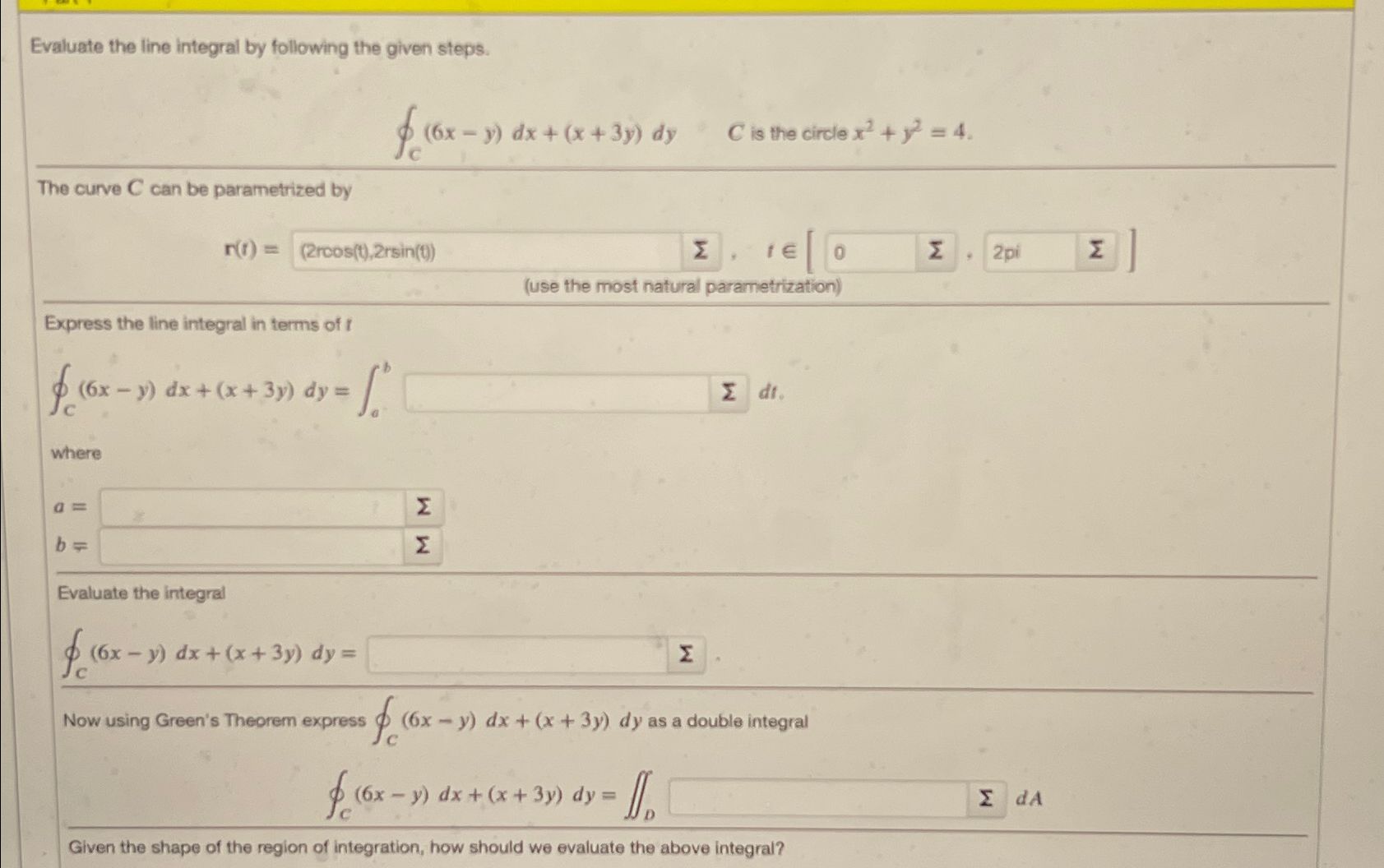 Solved Evaluate the line integral by following the given | Chegg.com
