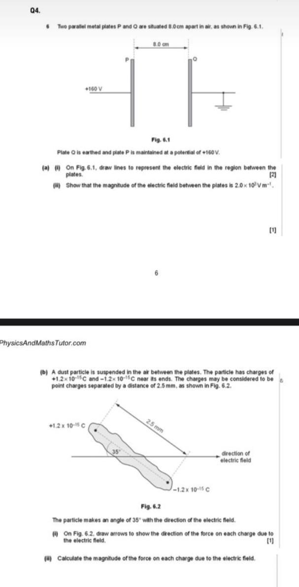 6. Wo parallel metal plates P and O are situated 8.0 | Chegg.com