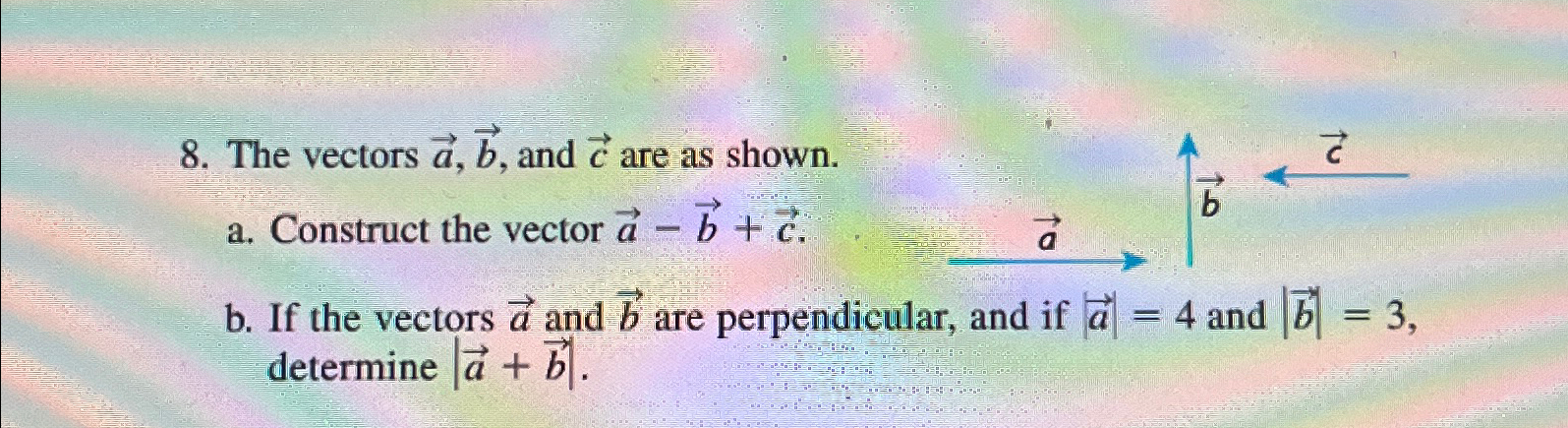 Solved The vectors vec(a),vec(b), ﻿and vec(c) ﻿are as | Chegg.com