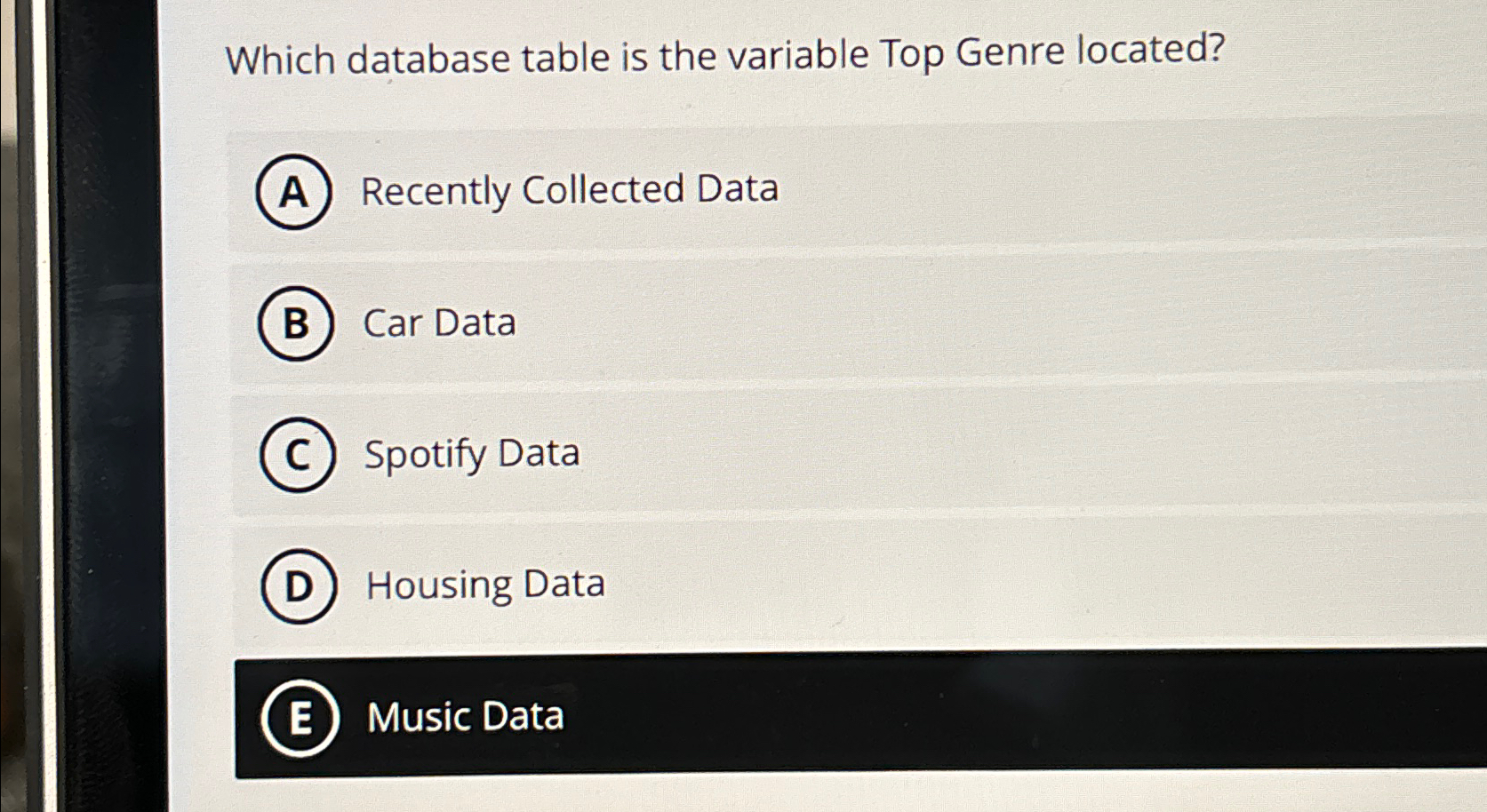 Solved Which database table is the variable Top Genre | Chegg.com
