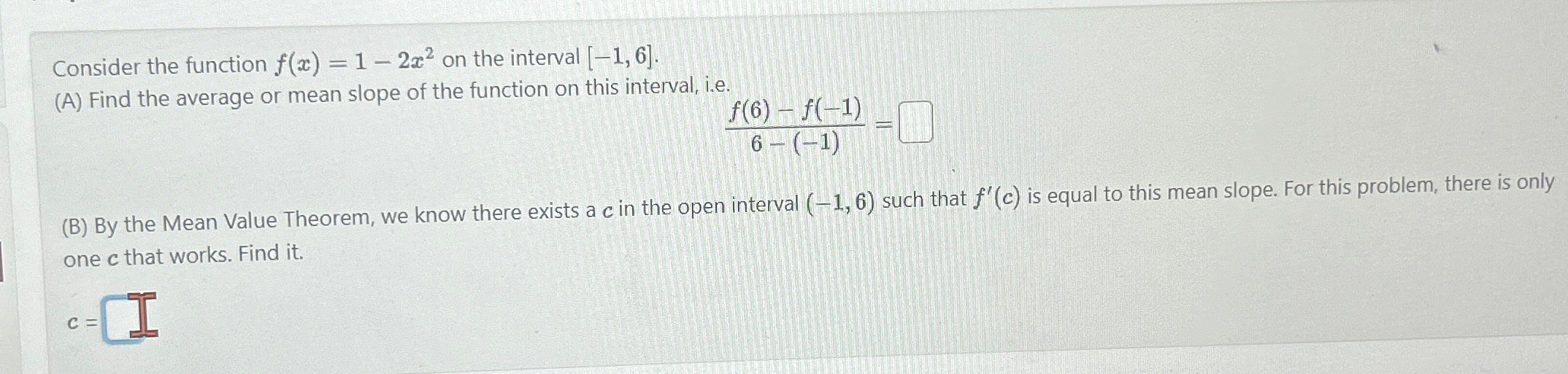 Solved Consider the function f(x)=1-2x2 ﻿on the interval | Chegg.com