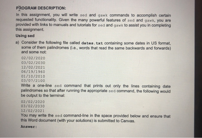 Program Description In This Assignment You Will 