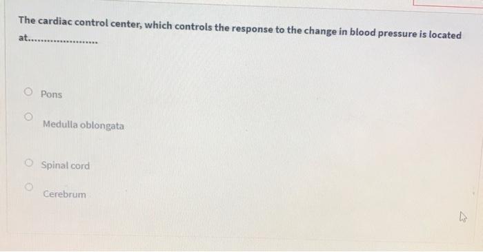 Solved The cardiac control center, which controls the | Chegg.com