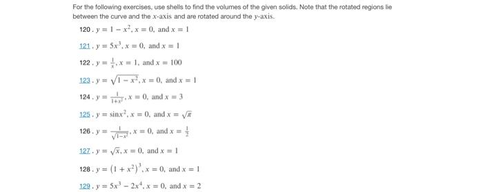 Solved For the following exercises, use shells to find the | Chegg.com
