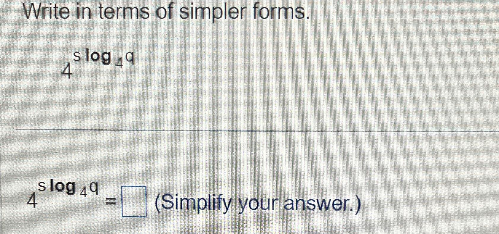 Solved Write in terms of simpler | Chegg.com