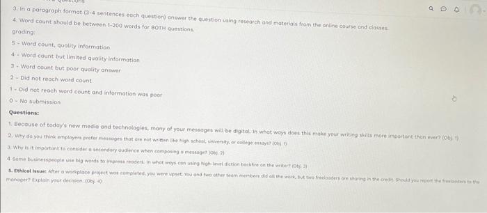 3. In a paragroph format (3-4 sentences each question | Chegg.com