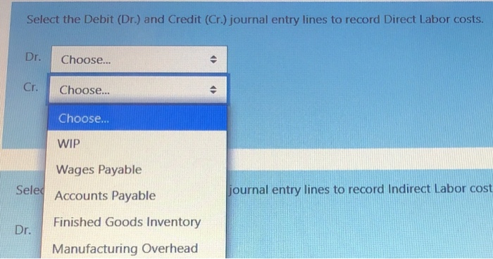 Solved Select the Debit (Dr.) and Credit (Cr.)journal entry | Chegg.com