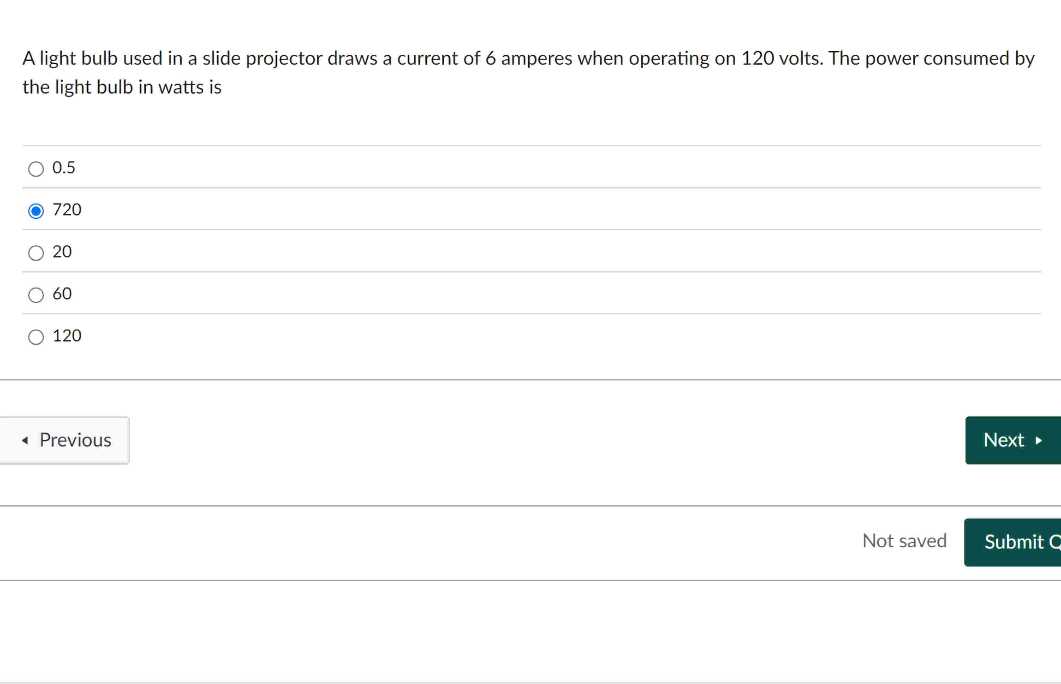 Solved A light bulb used in a slide projector draws a | Chegg.com