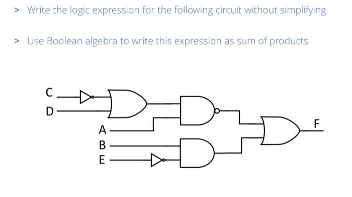 Solved > Write the logic expression for the following | Chegg.com