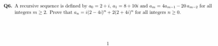 Solved Q6. A recursive sequence is defined by | Chegg.com