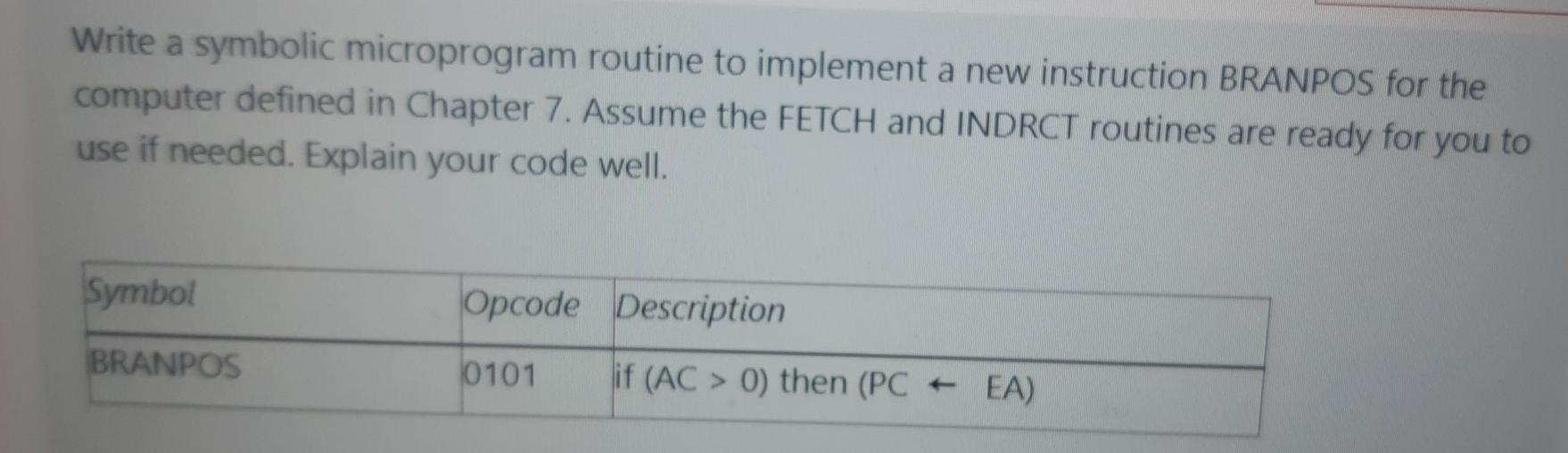 Solved Write a symbolic microprogram routine to implement a | Chegg.com