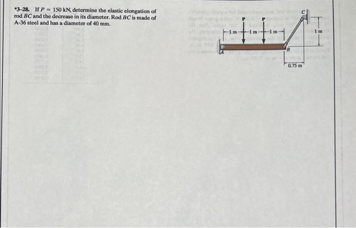Solved -3-28. If P=150kN, determine the elastic elongation | Chegg.com