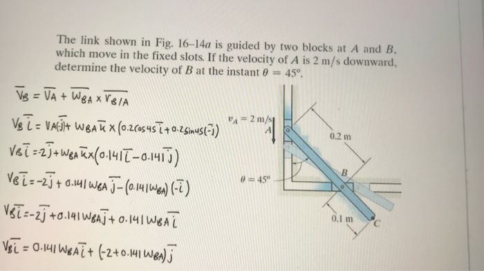 Solved The link shown in Fig. 16-14a is guided by two blocks | Chegg.com