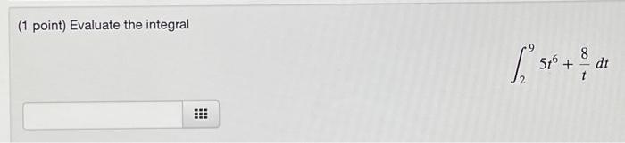 Solved (1 point) Evaluate the integral ∫295t6+t8dt | Chegg.com