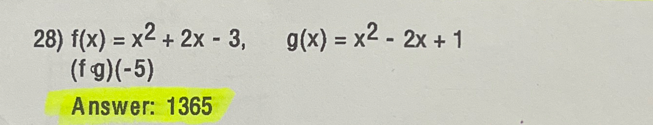 Solved F X X2 2x 3 G X X2 2x 1 Fg 5 Answer 1365