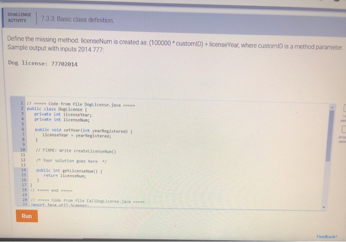 Solved CHALLENGE ACTIVITY 73.2 Basic class use. Print | Chegg.com
