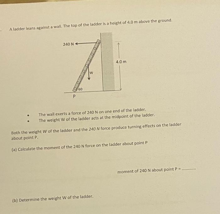 Solved A ladder leans against a wall. The top of the ladder | Chegg.com