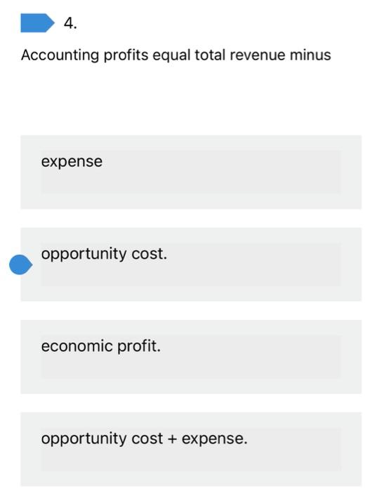 Solved 4. Accounting profits equal total revenue minus | Chegg.com