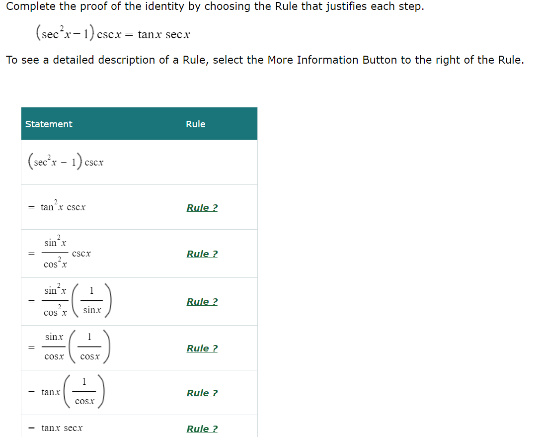 Solved Complete the proof of the identity by choosing the | Chegg.com