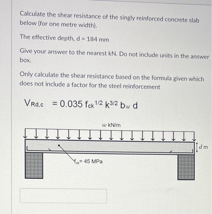 Solved Calculate the shear resistance of the singly | Chegg.com