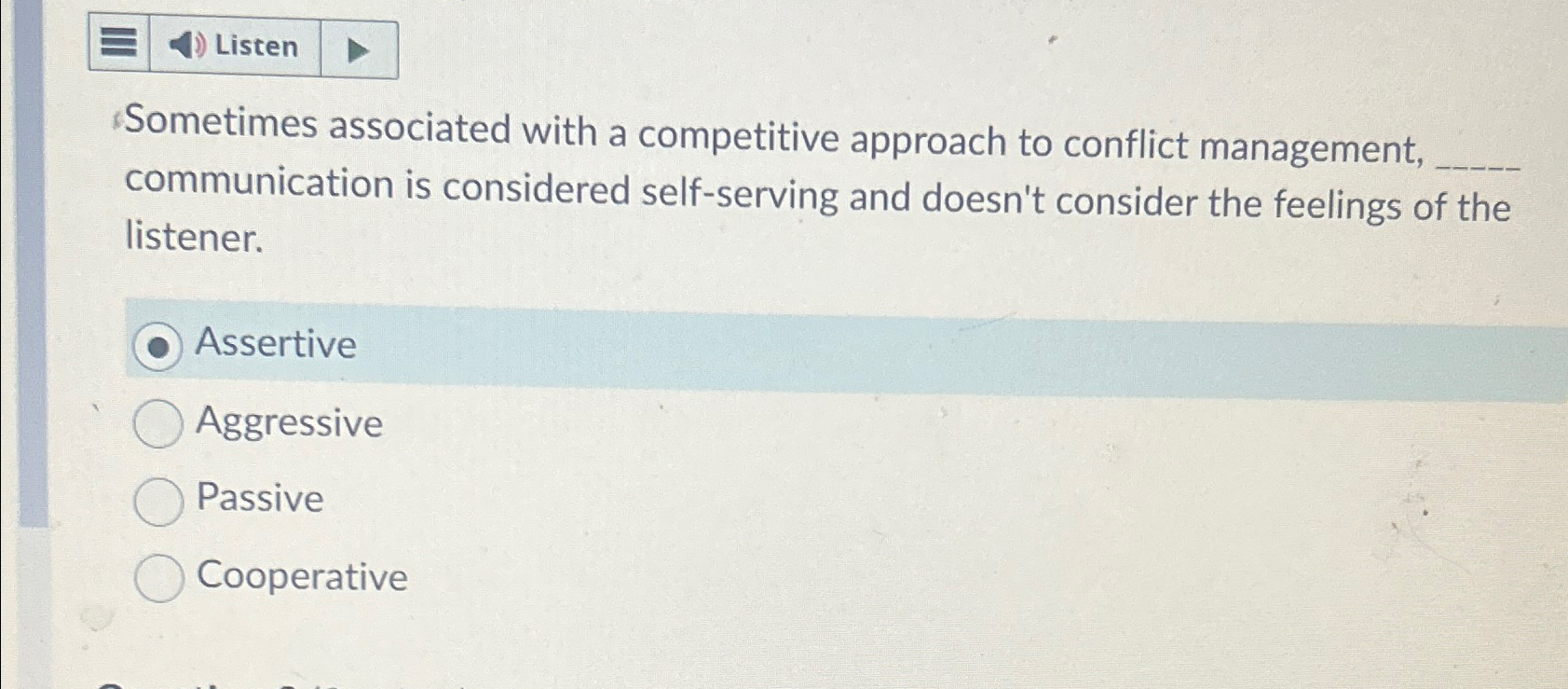 Solved Listen:Sometimes associated with a competitive | Chegg.com