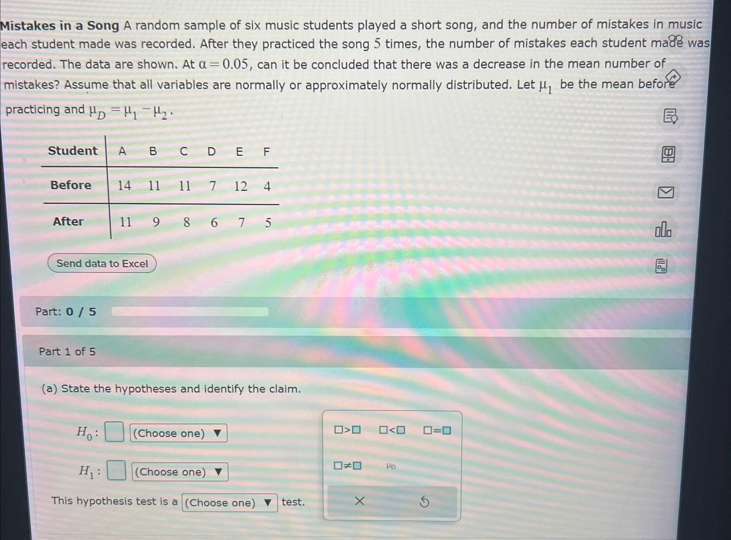 Solved Mistakes in a Song A random sample of six music | Chegg.com