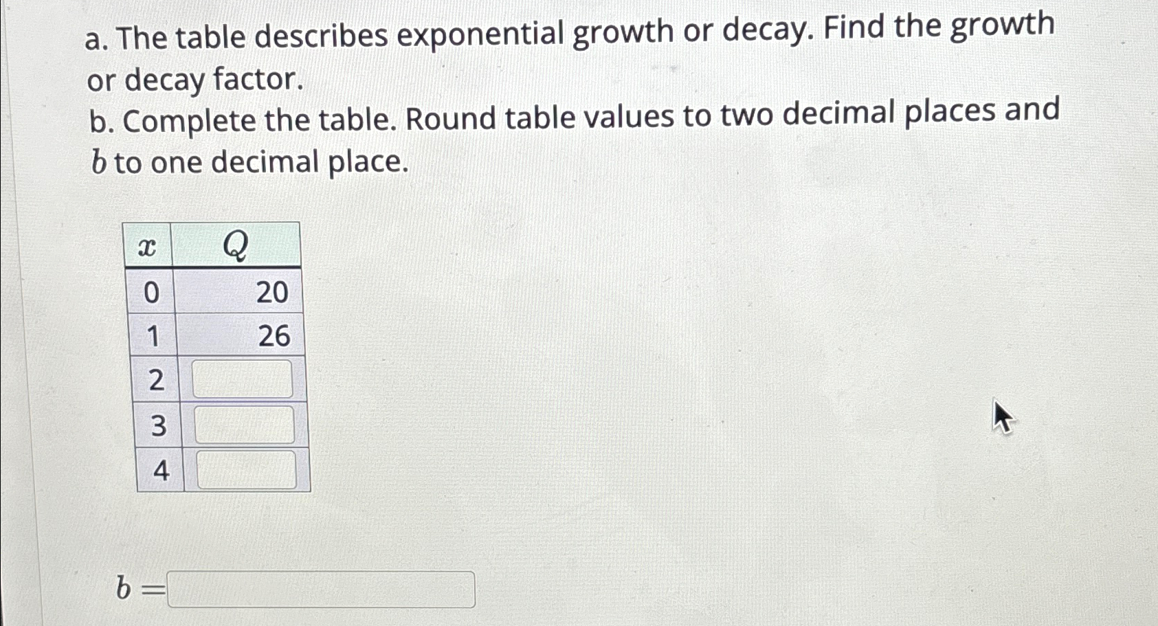 Solved a. ﻿The table describes exponential growth or decay. | Chegg.com